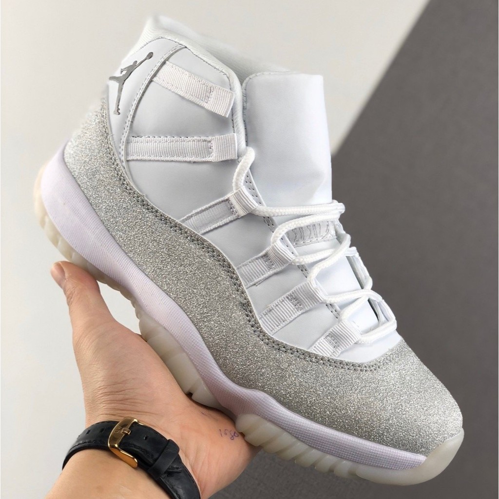 Air Jordan 11 Retro AJ11 Silver Glitter Women's Basketball Shoes AR0715 ...