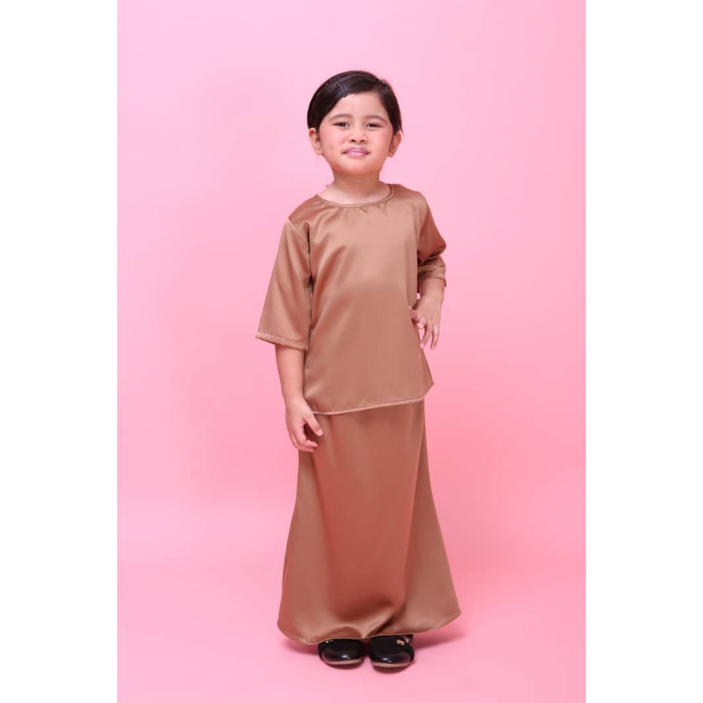 Baju Kurung Raya 2021 Kanak-Kanak - Brown Jane Satin Budak Kids ...