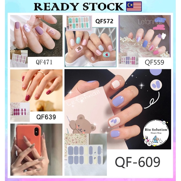 Nail Stickers Sticker Peelable Art Waterproof 14 pcs Fake Nails DIY ...