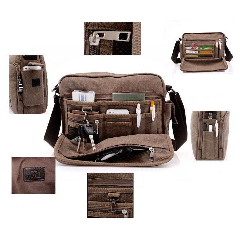 Stylish Multi Compartment Bag Canvas Bag Men Shoulder Bag Sling Bag ...