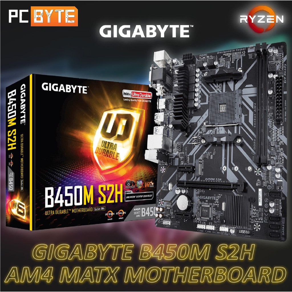 GIGABYTE B450M S2H Ryzen AM4 Micro ATX Motherboard | Shopee Malaysia