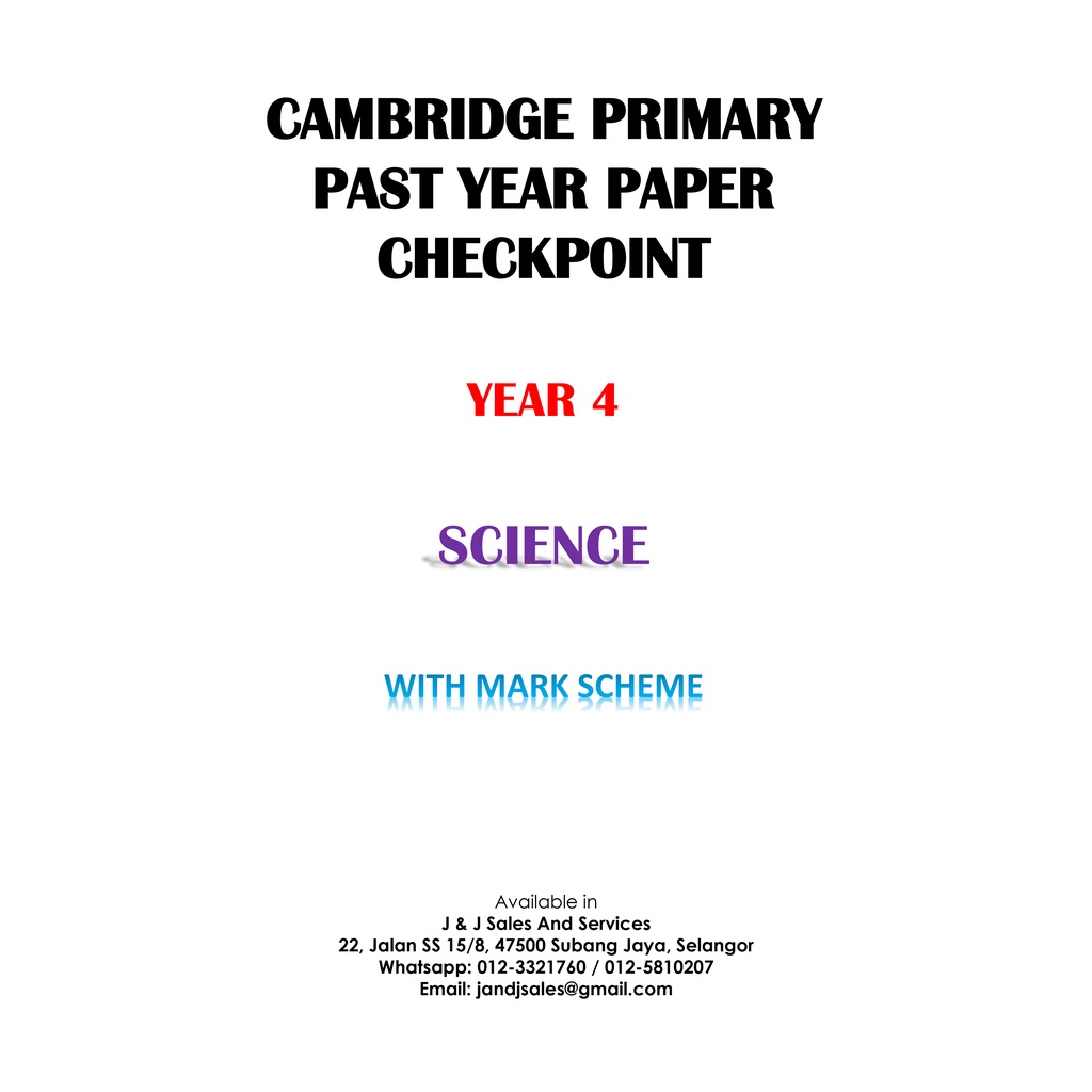 Cambridge Primary Year 4 Exam Paper 『Science』 | Shopee Malaysia