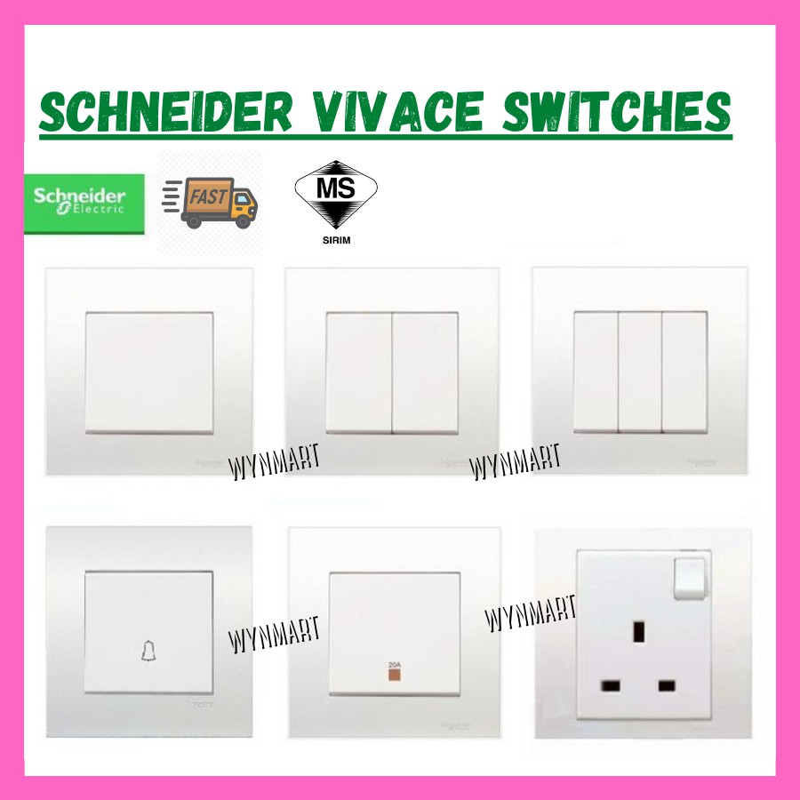 SCHNEIDER VIVACE 13A SWITCH SOCKET OUTLET / HEATER SWITCH / 1GANG 1WAY ...