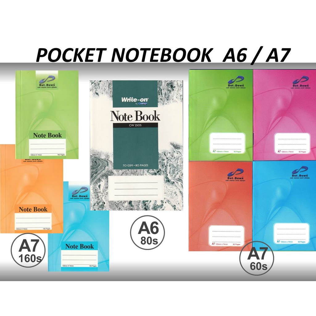 Pocket Notebook A6 A7 Exercise Book Writing Pad (Buku Tulis Poket ...