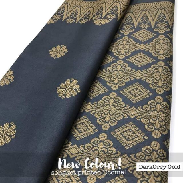 🍁 KAIN SONGKET PRINTED DCOMEL - DESIGN BUNGA TABUR KLASIK 🍁 | Shopee ...
