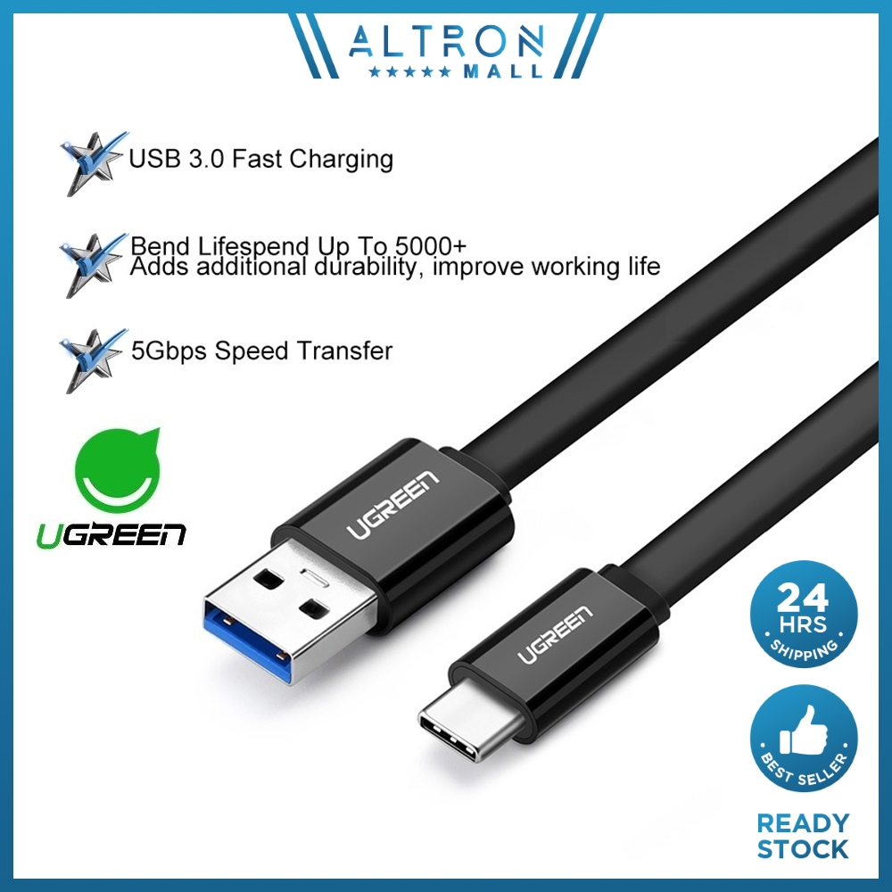 UGREEN USBC Type C Male Flat Cable Fast Charge Sync Data Transfer Usb C ...