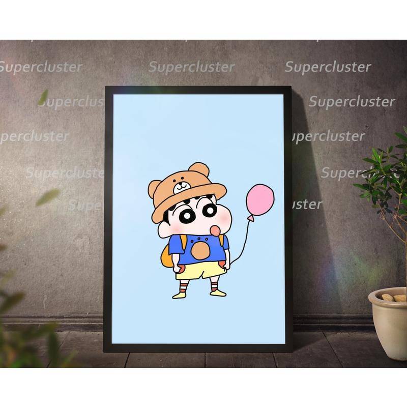 Anime Canvas Crayon Shin chan Painting Cute Shinchan Poster Wall Print ...