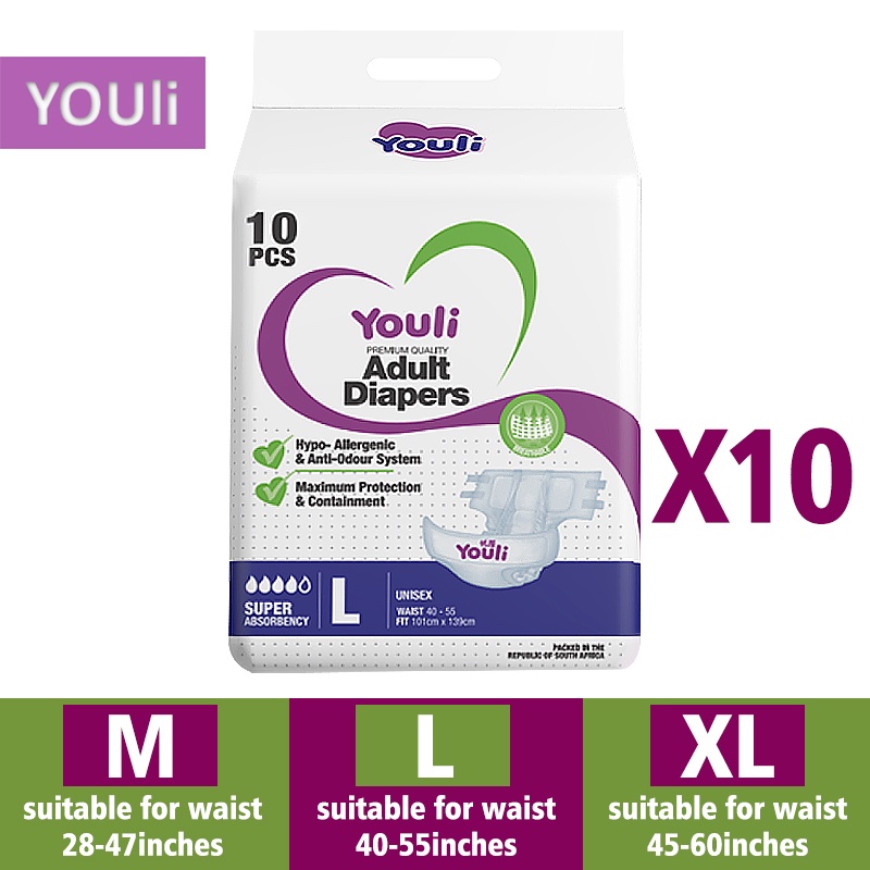 YOULI Breathable Adult Diaper - M/L/XL (100 Pcs) | Shopee Malaysia