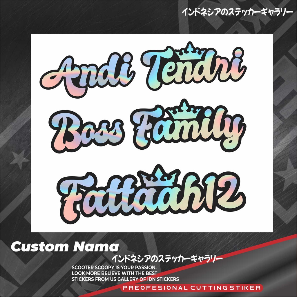 CUSTOM 2 STILE CROWN NAME STICKER HOLOGRAM NAME STICKER | Shopee Malaysia