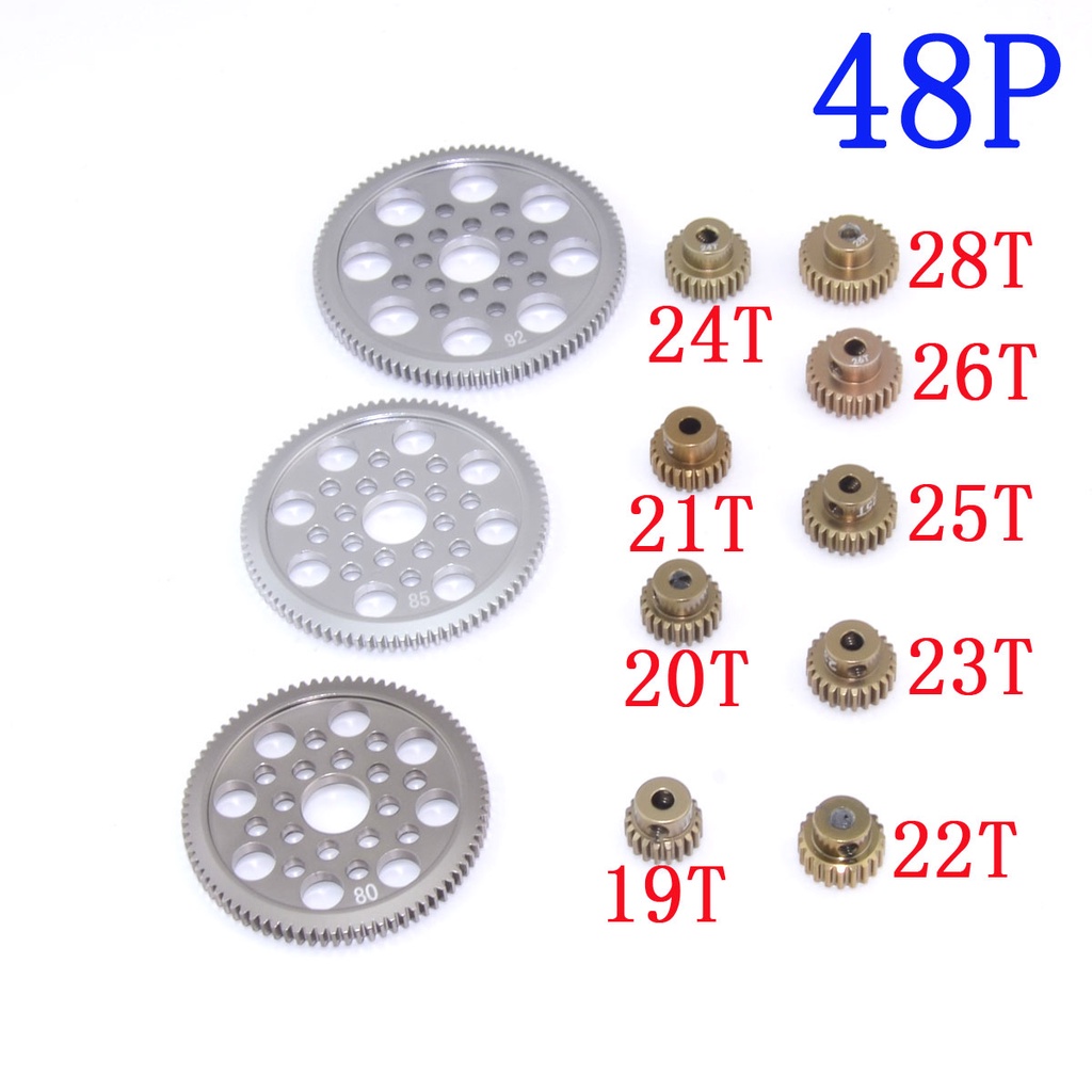 Metal 48P Spur Gear 92T 85T 80T Motor Pinion Gears 19T 20T 21T 22T 23T 24T 25T 26T For Sakura D3 ...