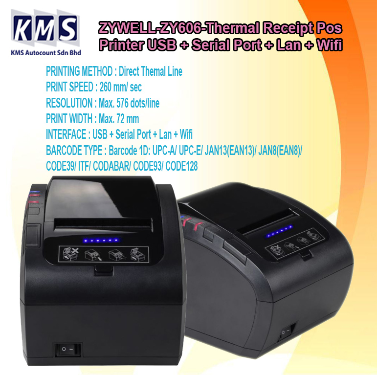 Ready Stock ZYWELL-ZY606-Thermal Receipt Pos Printer USB + Serial Port ...