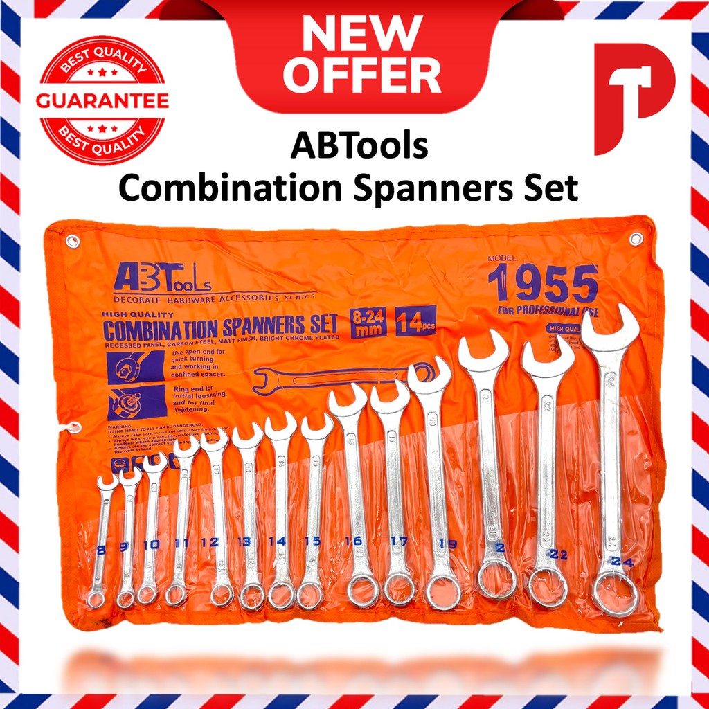 ABTools 14 PCS Combination Wrench Spanners Set 8-24mm 🔥 Ready Stocks 🔥 ...