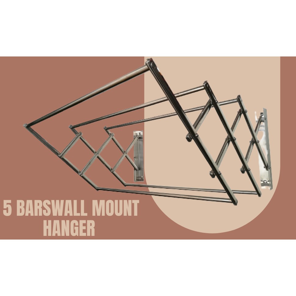 5 feet x 5 Solid Bar Stainless Steel Wall Mount Retractable Cloth ...