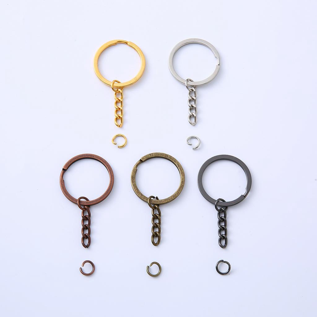 10/20/50/100 pcs/lot Key Ring Key Chain 5 Colors Plated 30mm Round ...