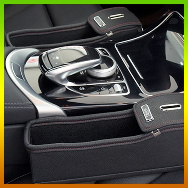 Black Leather Car Seat Slit Gap Organizer Console Catcher Filler ...