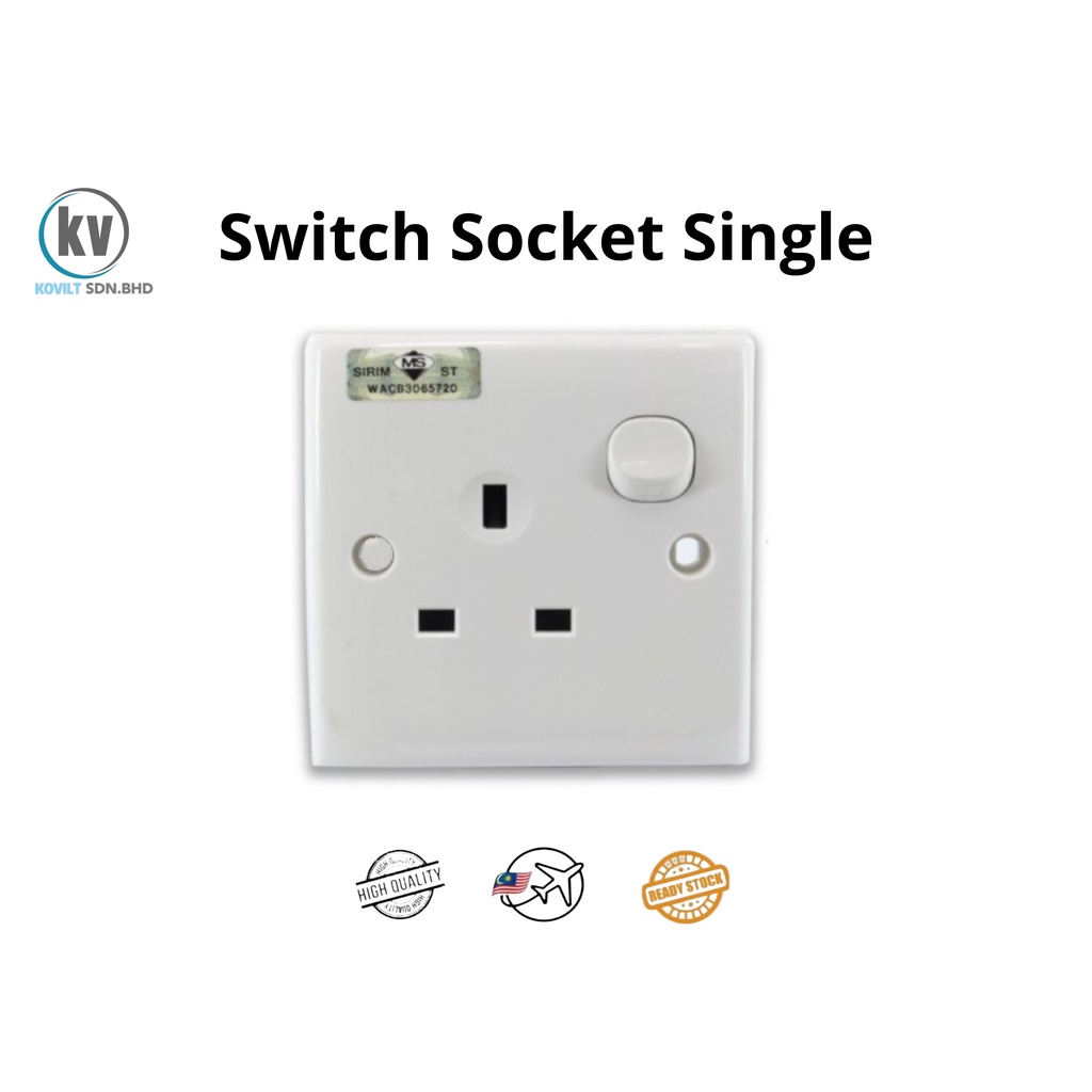 Switch Socket Single 13a 250v 3pin Switch Socket Outlet Sirim