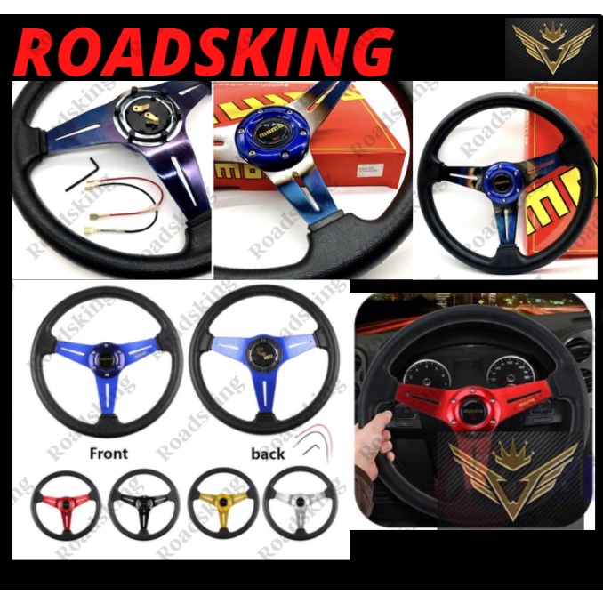 CAR SPORT MOMO OMP STEERING Wheel Deep Dish Racing Steering Wheel 14 INCH 350mm PU-5131 | Shopee ...