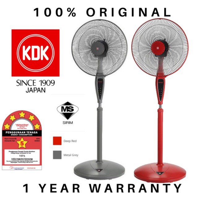 [READY STOCK] KDK STAND FAN 16” (KX405) METAL GREY / RED (RANDOM COLOUR ...