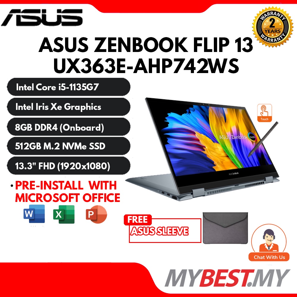 ASUS Zenbook Flip (UX363E-AHP742WS) i5-1135G7/ 8GB RAM/ 512GB SSD ...