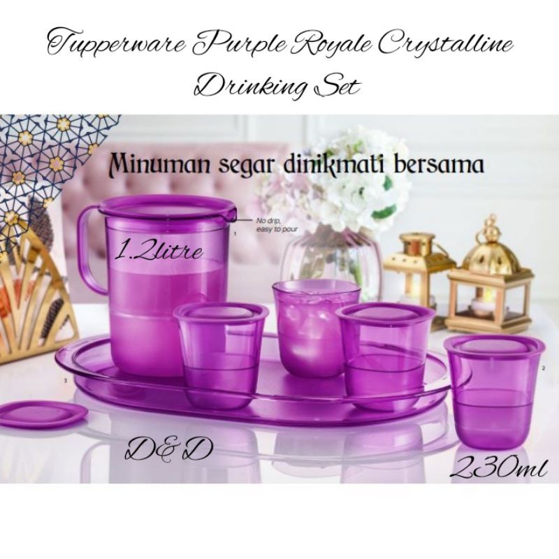 Tupperware Purple Royale Crystalline Drinking Set | Shopee Malaysia