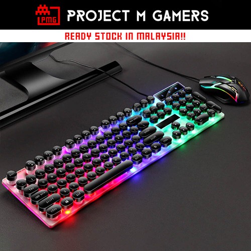 🔥READY STOCK🔥 GTX300 Gaming Round keys Keyboard & Mouse Set Rainbow ...