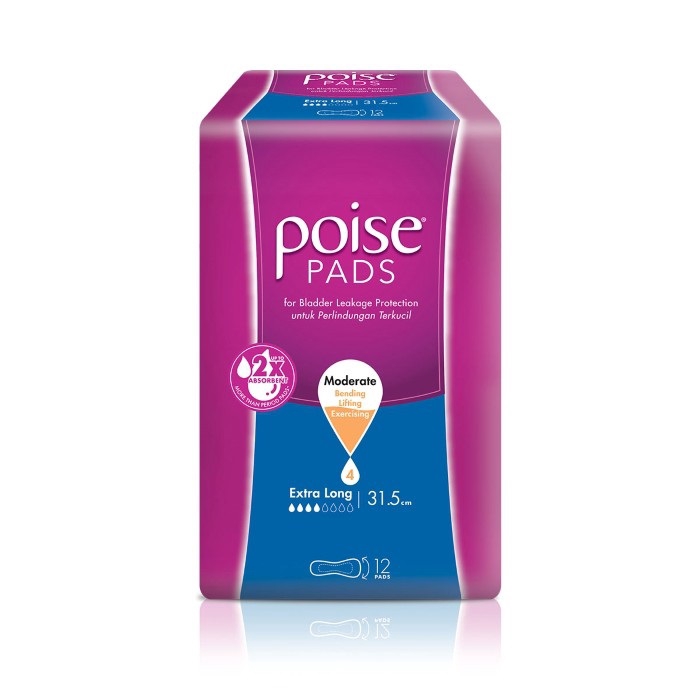 Poise Incontinence Pads 31.5cm - Moderate Bladder / Urine Leakage ...