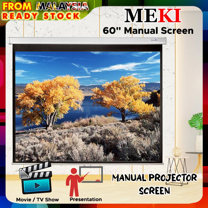 Meki Size 60'' x 60''(5 x 5 Feets) Manual Wall Screen for LED/LCD ...