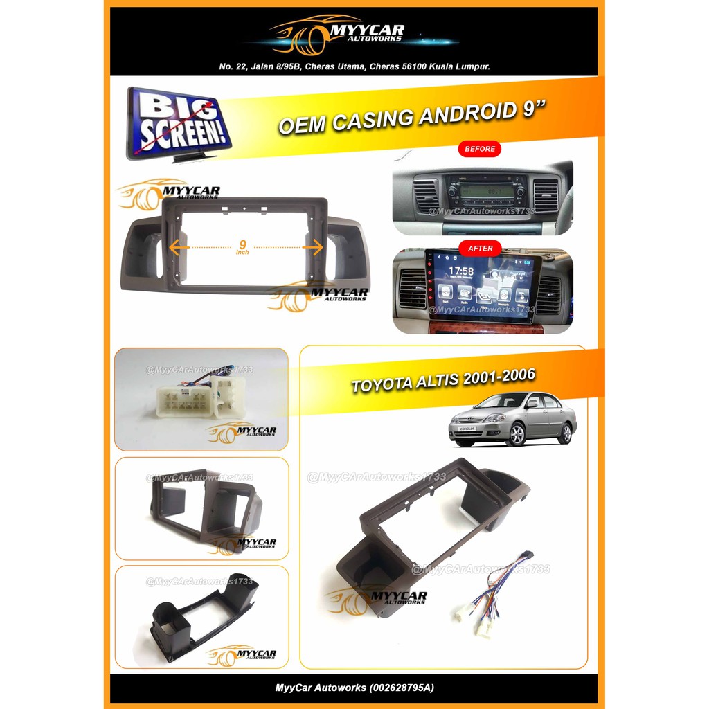 Toyota Altis 2001-2006 - Big Screen Casing Android Player (9 inch ...