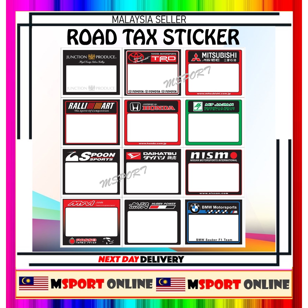 Car Road Tax Roadtax Sticker TRD MITSUBISHI RALLIART HONDA M7 SPOON ...