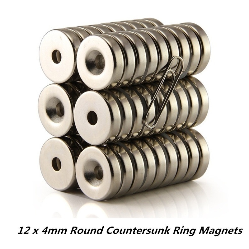 5PCS 12X4MM N35 Round Countersunk Ring Magnets Hole 4mm Rare Earth ...