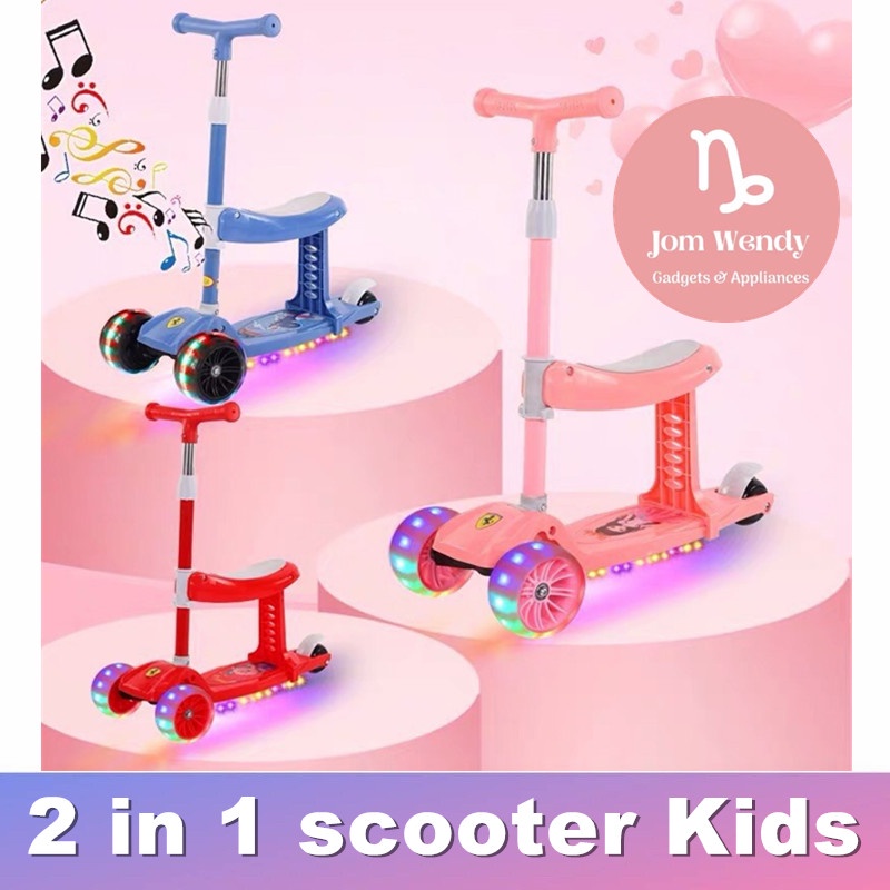 Ready Stock - 2 in 1 scooter Kids Children Scooter Foldable scooter sit ...