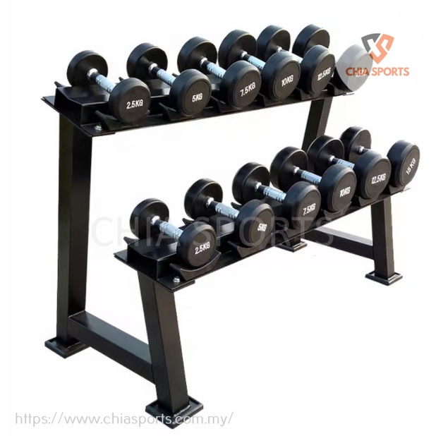 2 Tier Dumbbell Rack (6 Pair) Multilevel Weight Storage Horizontal ...