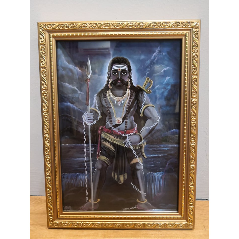 Sangili Karuppar / Karuppu Sami With Wooden Gold Frame & Glass ; Ready ...