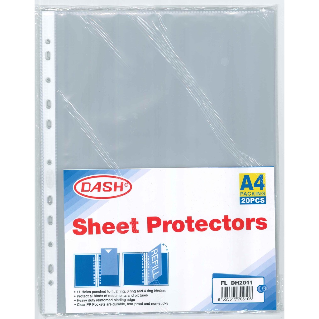 DASH Sheet Protectors A4 Size ( 20pcs ) Extra Thick FLDH2011 | Shopee ...