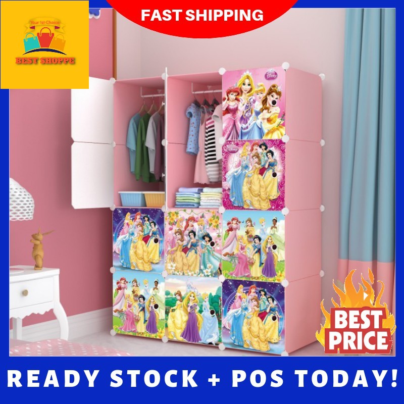 PRINCESS PINK 12 cube DIY Multipurpose Portable Wardrobe Cabinet ...