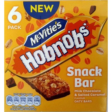 McVitie's Hobnob's Snack Bar Milk Chocolate & Salted Caramel 6 x 30g ...