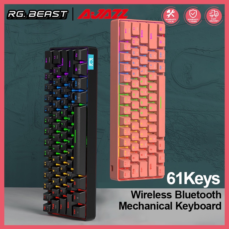 【ready Stock】rg.beast Ajazz Stk61 Mechanical Keyboard Bluetooth Gaming ...