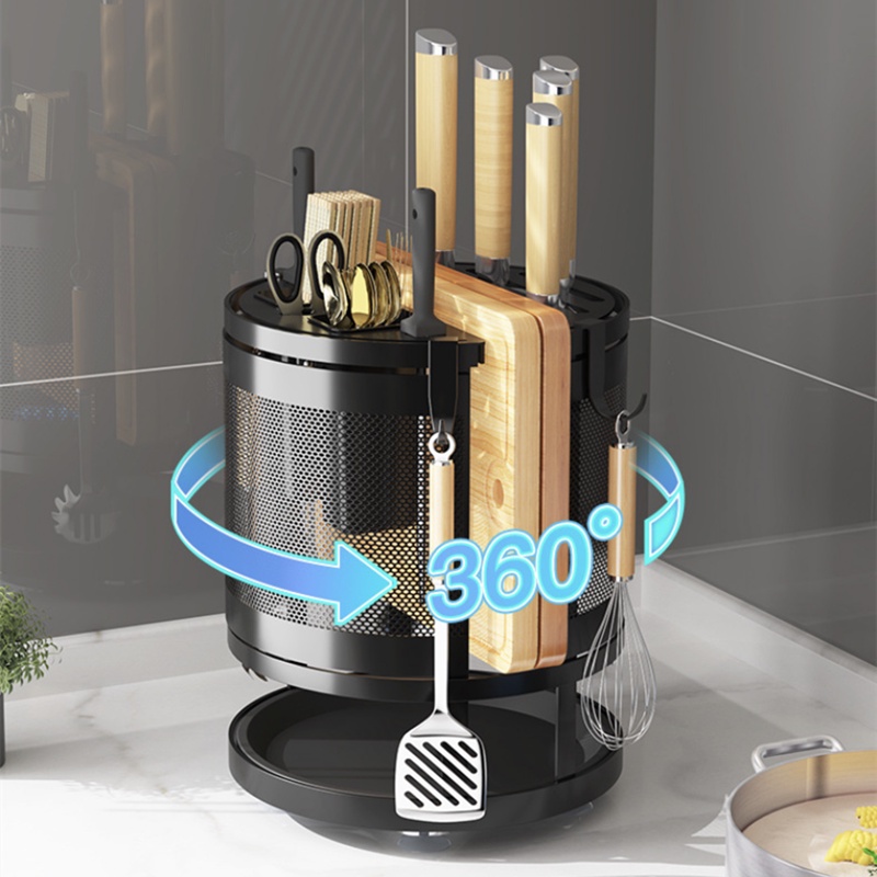 360°Rotatable Stainless Steel Kitchen Rack Multifunctional Knife Holder ...