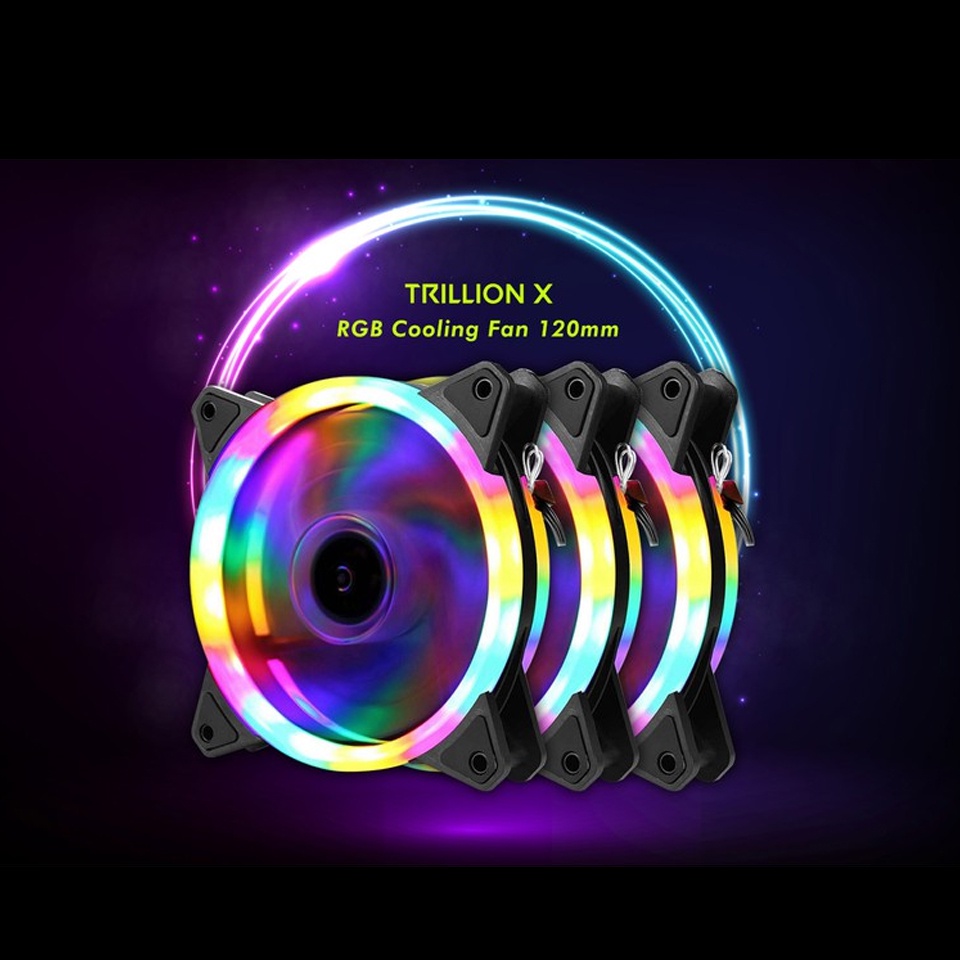 RGB Fan Rainbow Cols Double Ring Cooling Fan 120mm Desktop Casing Fan ...