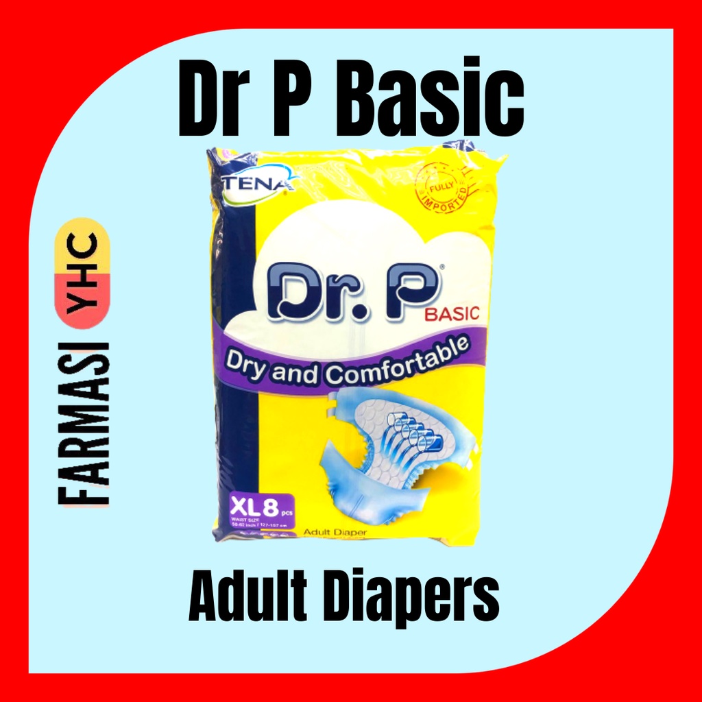 TENA DR P BASIC ADULT DIAPERS TAPE TYPE XL8 WITH ALOE VERA & VITAMIN E EXTRACT | Shopee Malaysia