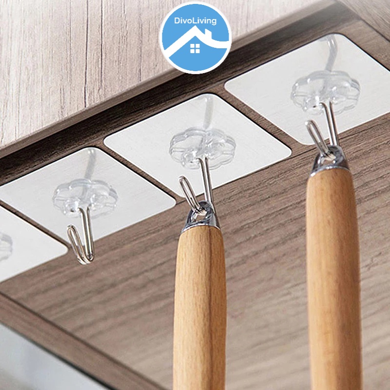 READY STOCK ️Self Adhesive Heavy Duty Wall Hooks, Transparent Magic ...