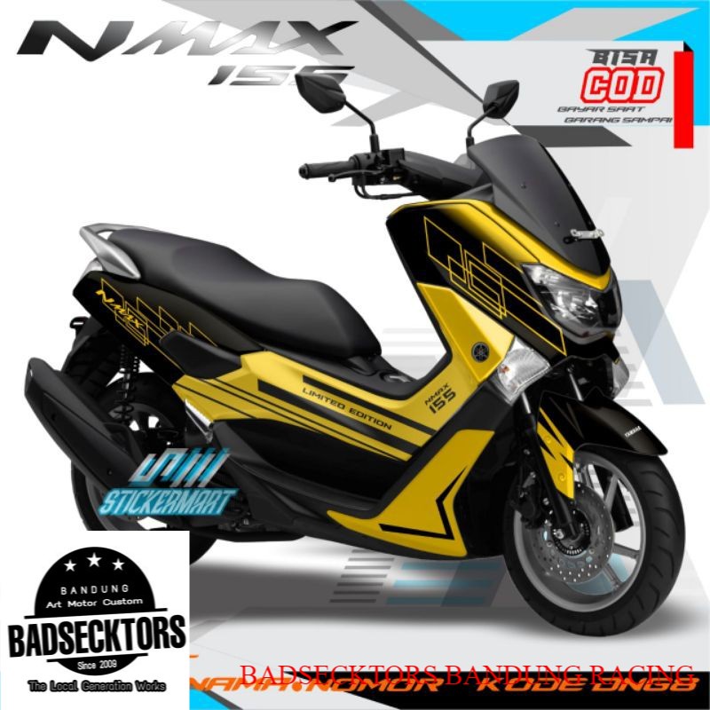 HITAM Cool black and yellow gradient Yamaha nmax 155 variation decal ...