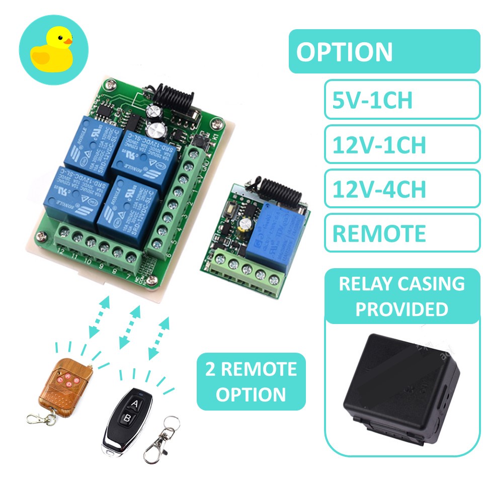 433MHz Wireless Remote Control Relay Switch Receiver Module 5V 12V ...