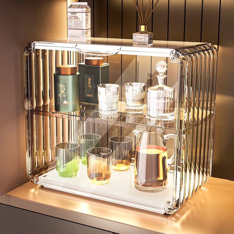 Acrylic Cup Storage Rack Transparent Home Cabinets Figure Storage Boxes ...