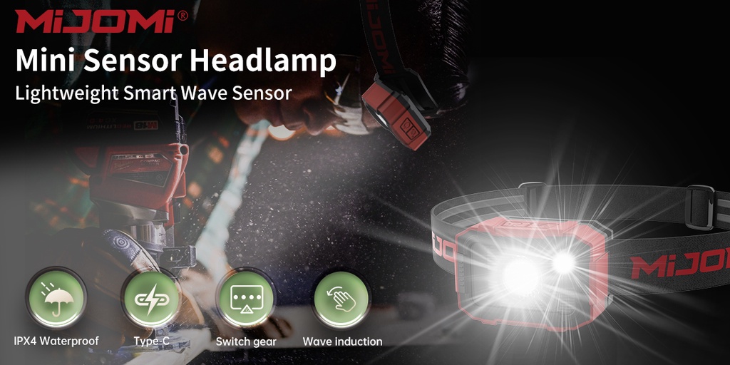 Mijomi Headlamp H20 With Wave Motion Sensor Headlight, Lightwight Head ...
