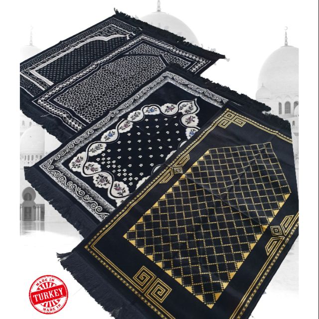 Sejadah Hitam made in Turkey. Black Prayer Mat Exclusive Design 70cm X ...