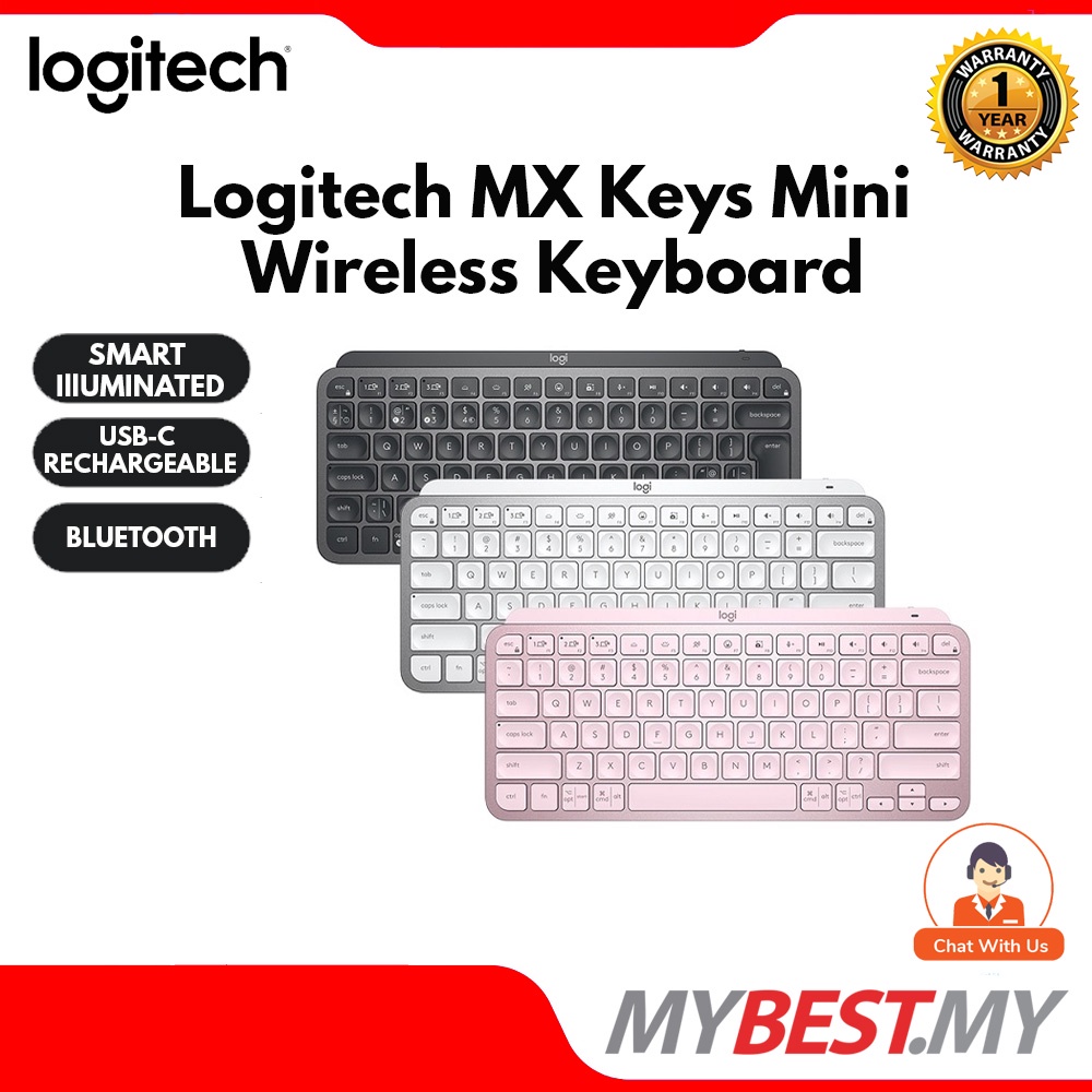 Logitech MX Keys Mini Minimalist Wireless Illuminated Keyboard with Multi OS Support (Graphite ...