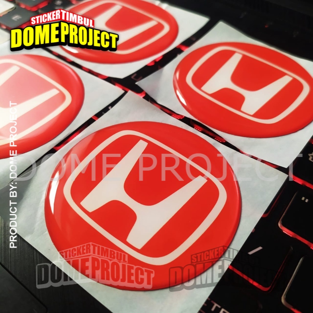 MERAH Red HONDA Logo Wheel Flexible Resin Stickers - 3D Anti Yellowing ...