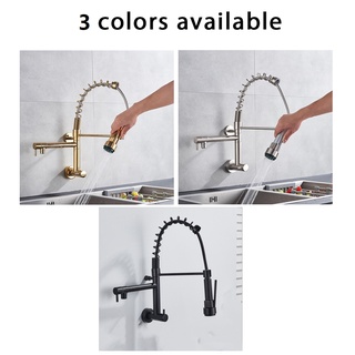 Black Pull Down Kitchen Faucet Single Cold Water Dual Spouts Copper ...