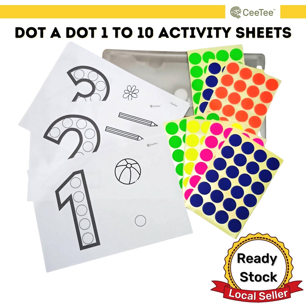 Dot A Dot Sticker Activity Sheets Montessori Early Learning Toddlers ...